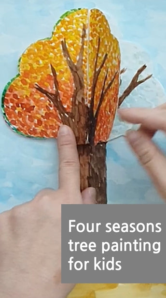 Four seasons tree painting for kids | Tutorial – finkicraft