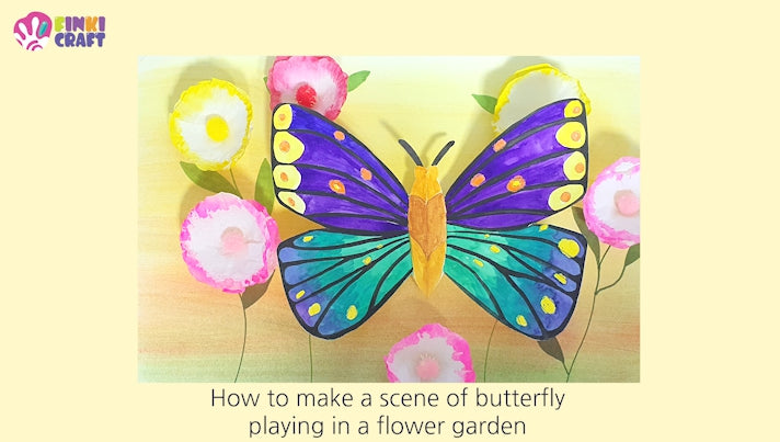 How to create a scene of a butterfly playing in a flower garden 🦋🌷🌳🌿🌼 ...