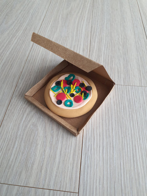 How to make a clay pizza 🍕 (full version) & DIY Pizza Box Template 📦 ...