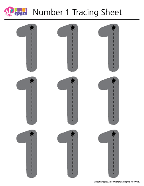 Free Number 1 Tracing Sheet – finkicraft